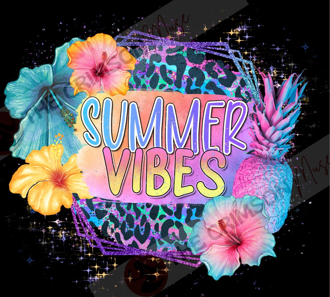 Summer Vibes Tumbler Wrap Tshirt Design Sublimation Black and - Etsy