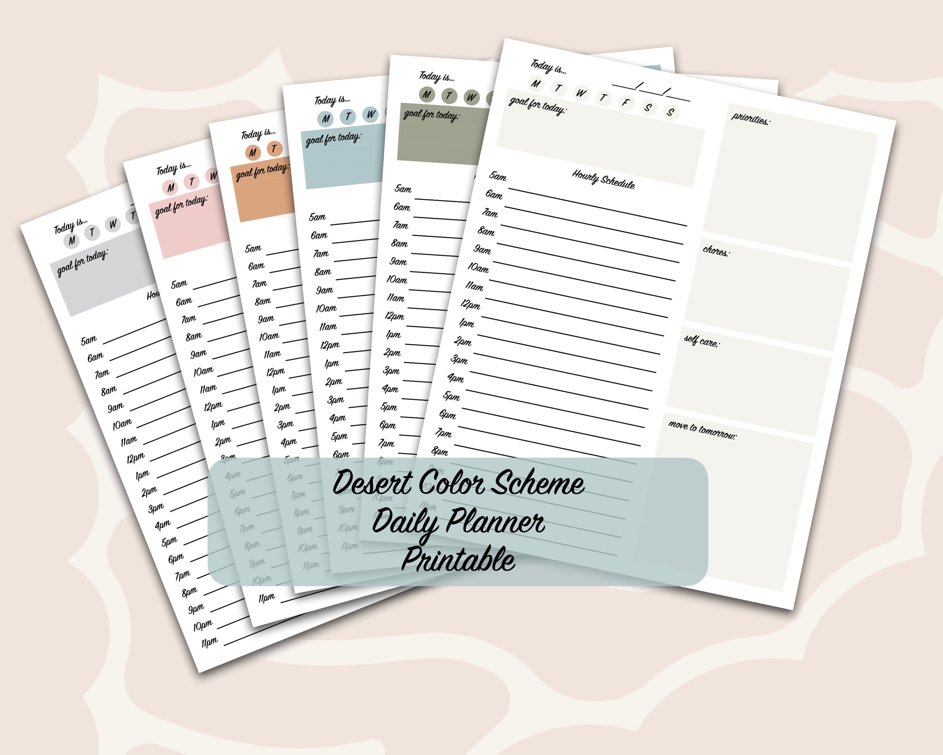 Daily Planner Printable | Desert Color Scheme - Etsy