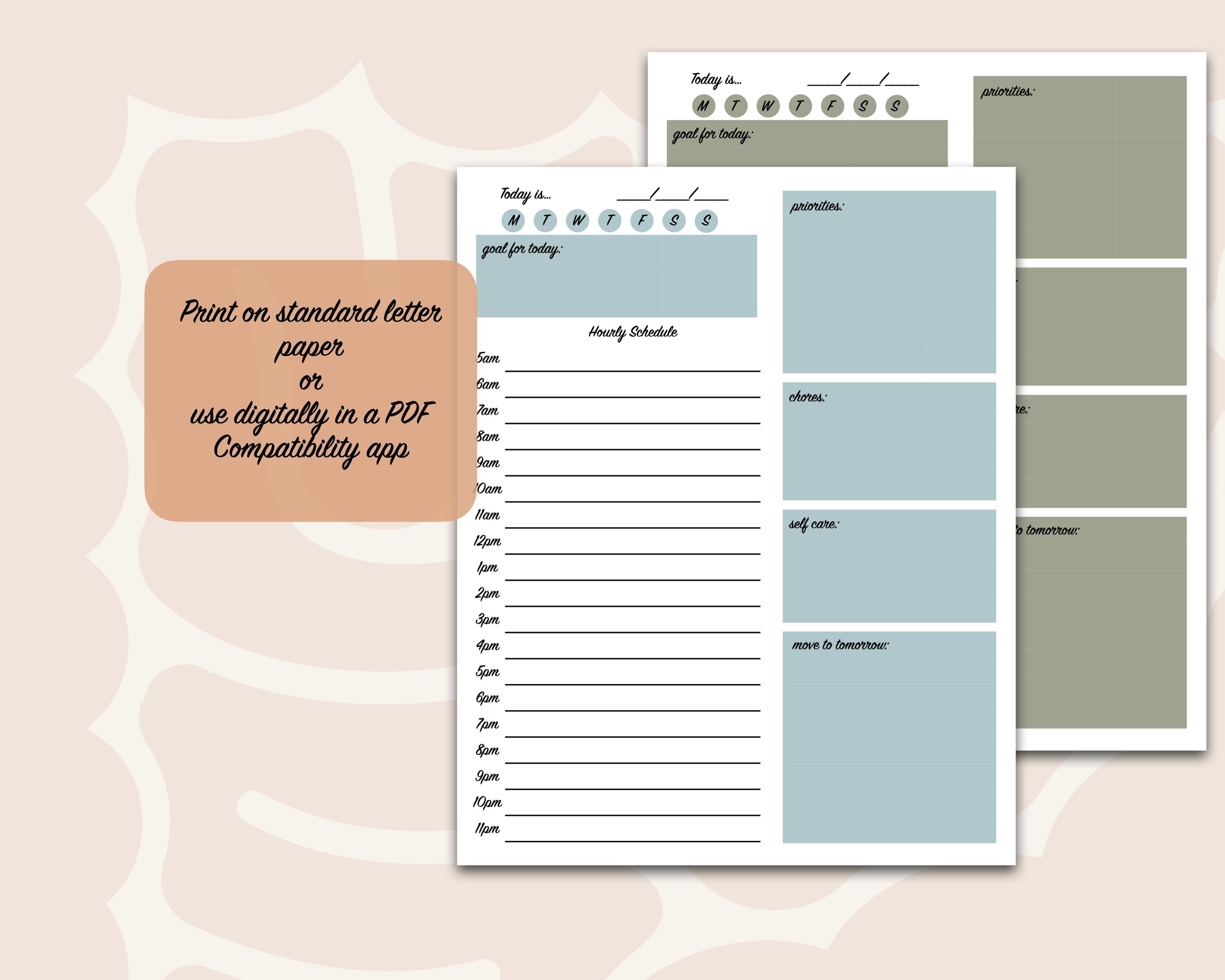 Daily Planner Printable | Desert Color Scheme - Etsy