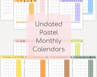 Printable Undated Monthly Calendar - Etsy