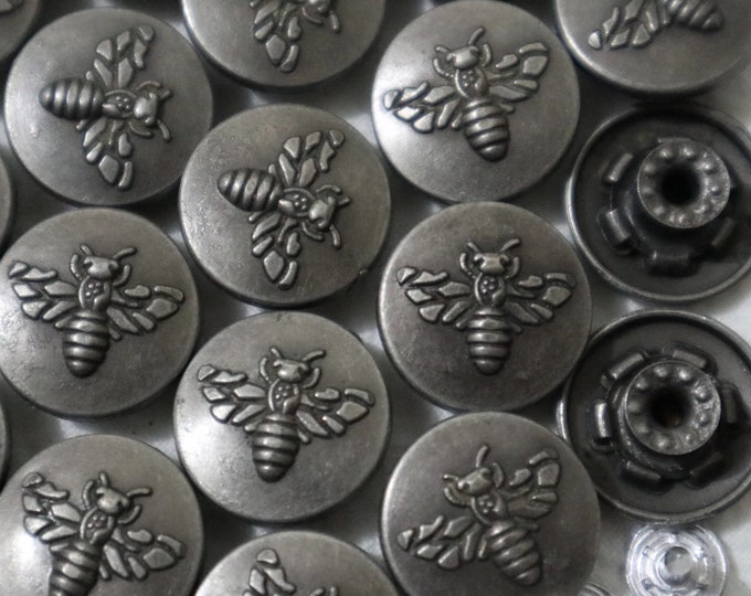 10 Sets- 18mm Metal Jean Buttons, No Sew, Jean Tacks, Black Bee Rivet ...