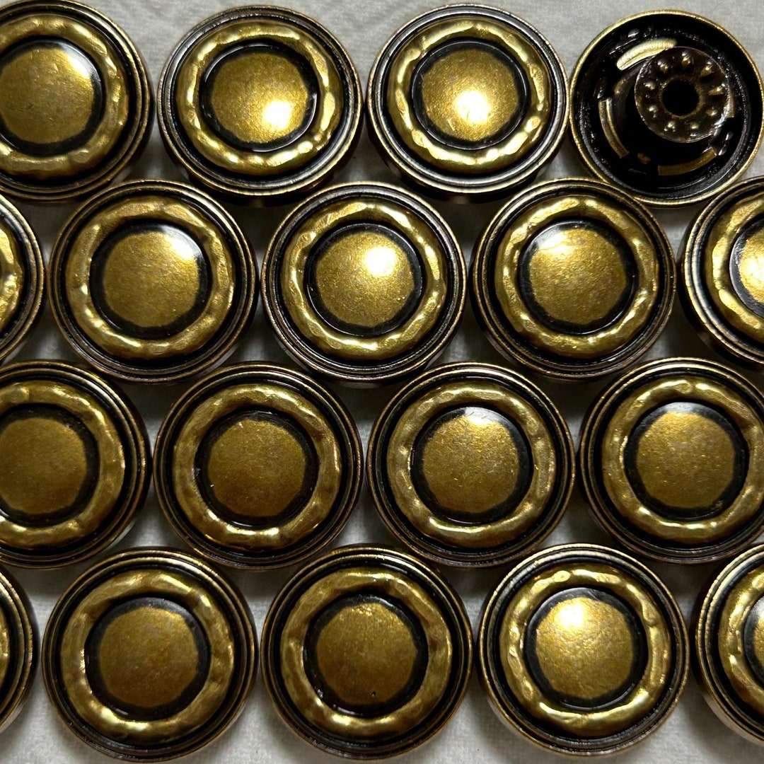 17mm Metal Jean Buttons (10 Sets), No Sew, Bronze Wrinkled Round Jean ...