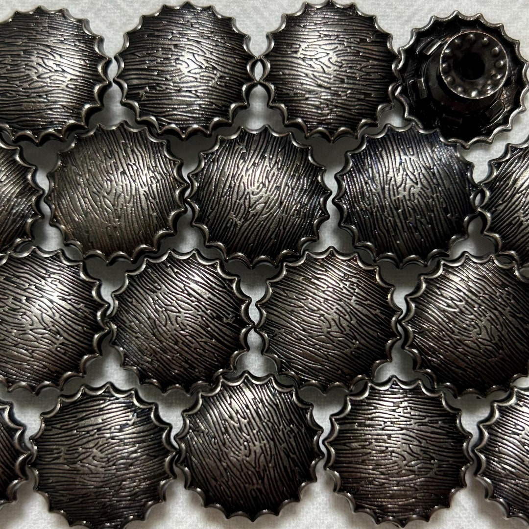 17mm Metal Jean Buttons (10 Sets), No Sew, Grey Tree Pattern Jean Tacks ...