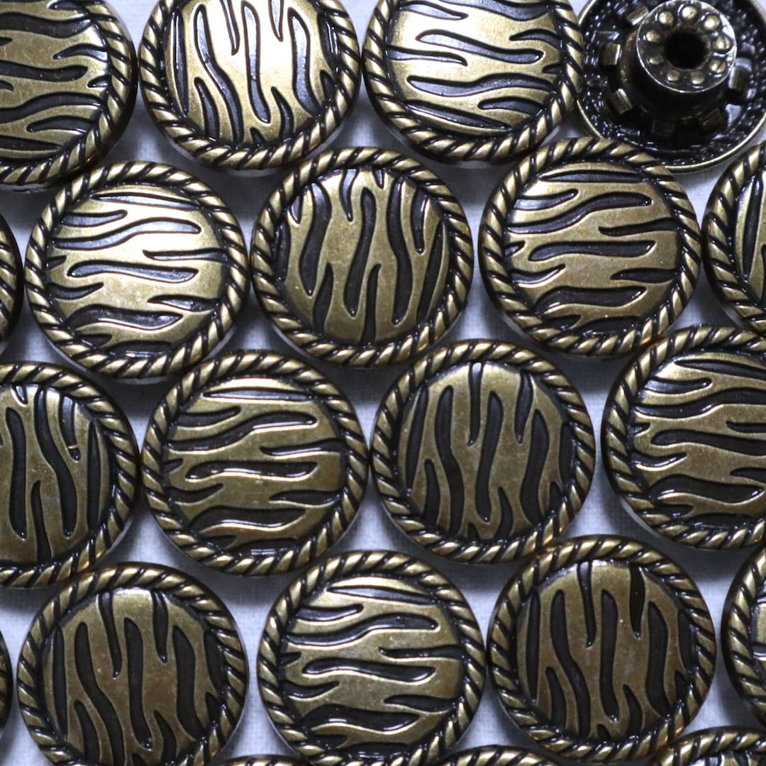18mm Metal Jean Buttons (10 Sets), Tiger Stripes, Animal, No Sew, Jean ...