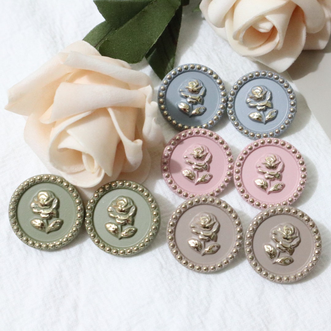 10 Buttons, 21mm Plastic Shank Buttons, Pink, Blue, Green, Brown and ...