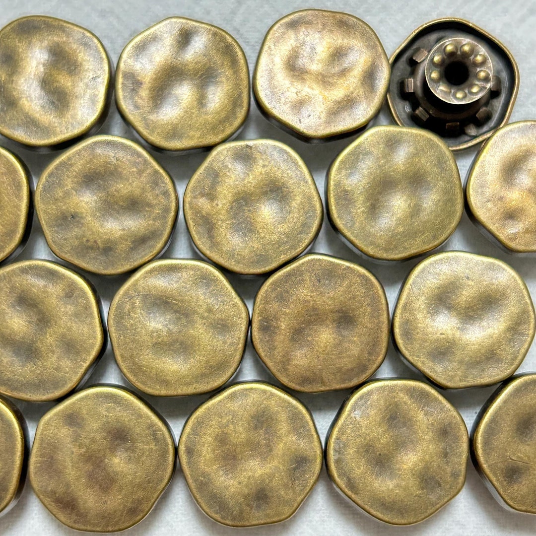 17mm Metal Jean Buttons (10 Sets), Bronze Irregular Wrinkled Jean Tacks ...