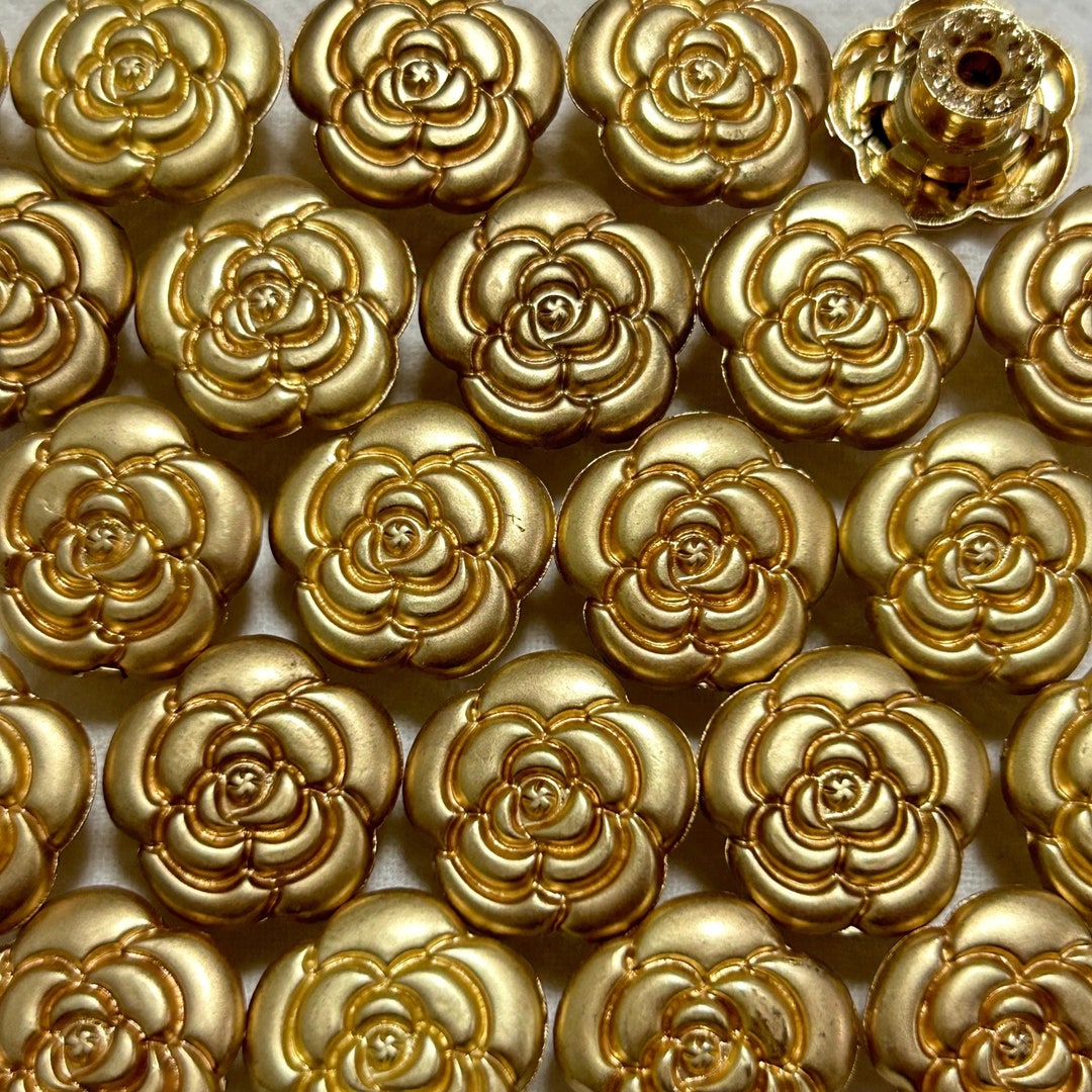 18mm Metal Jean Buttons (10 Sets), No Sew, Jean Tacks, Gold Flower ...