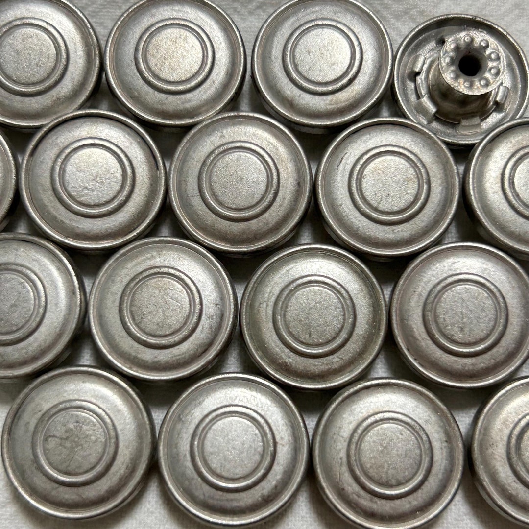 17mm Metal Jean Buttons (10 Sets), Silver Round Jean Tacks, No Sew ...