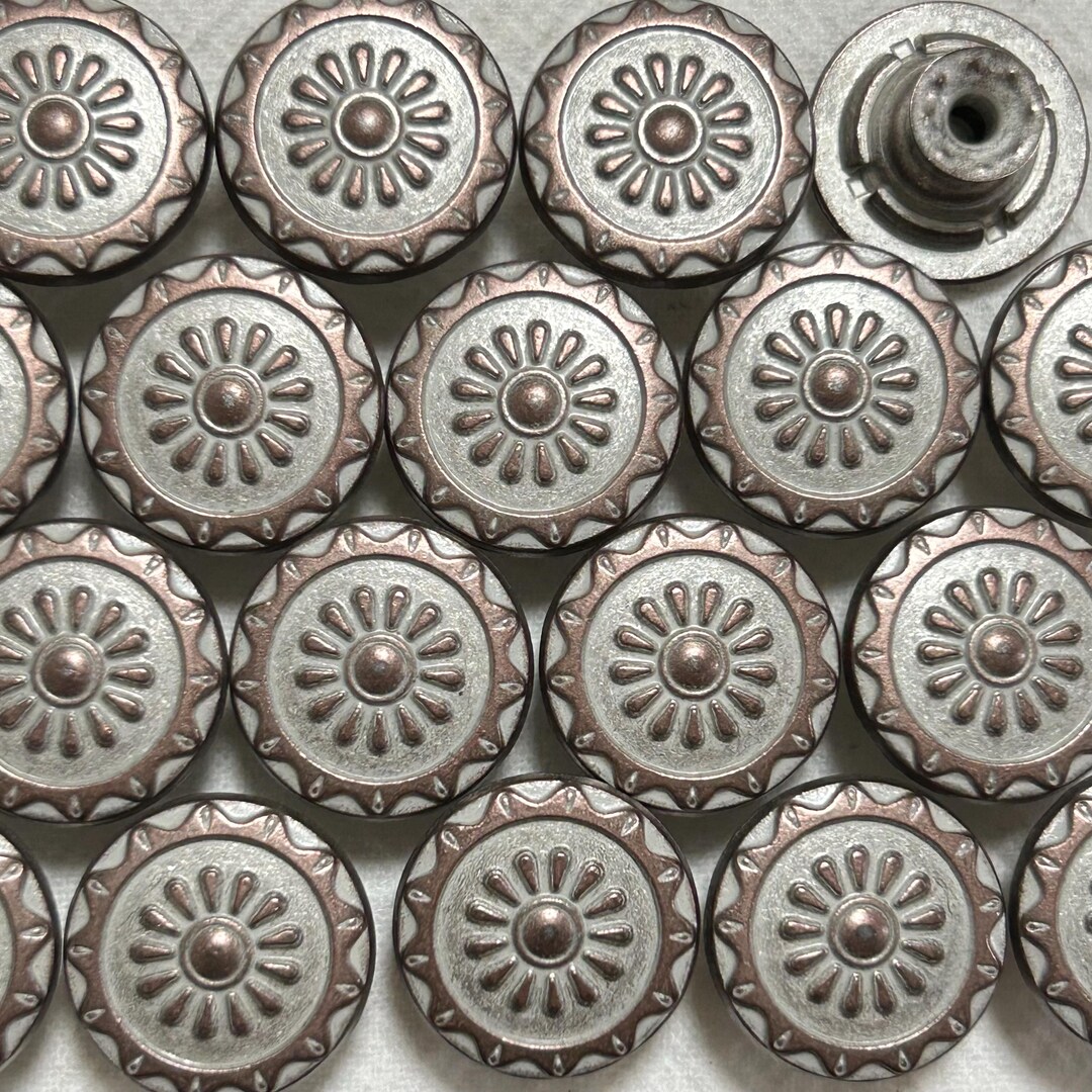 17mm Metal Jean Buttons (10 Sets), Copper Sun Buttons, No Sew, Jean ...