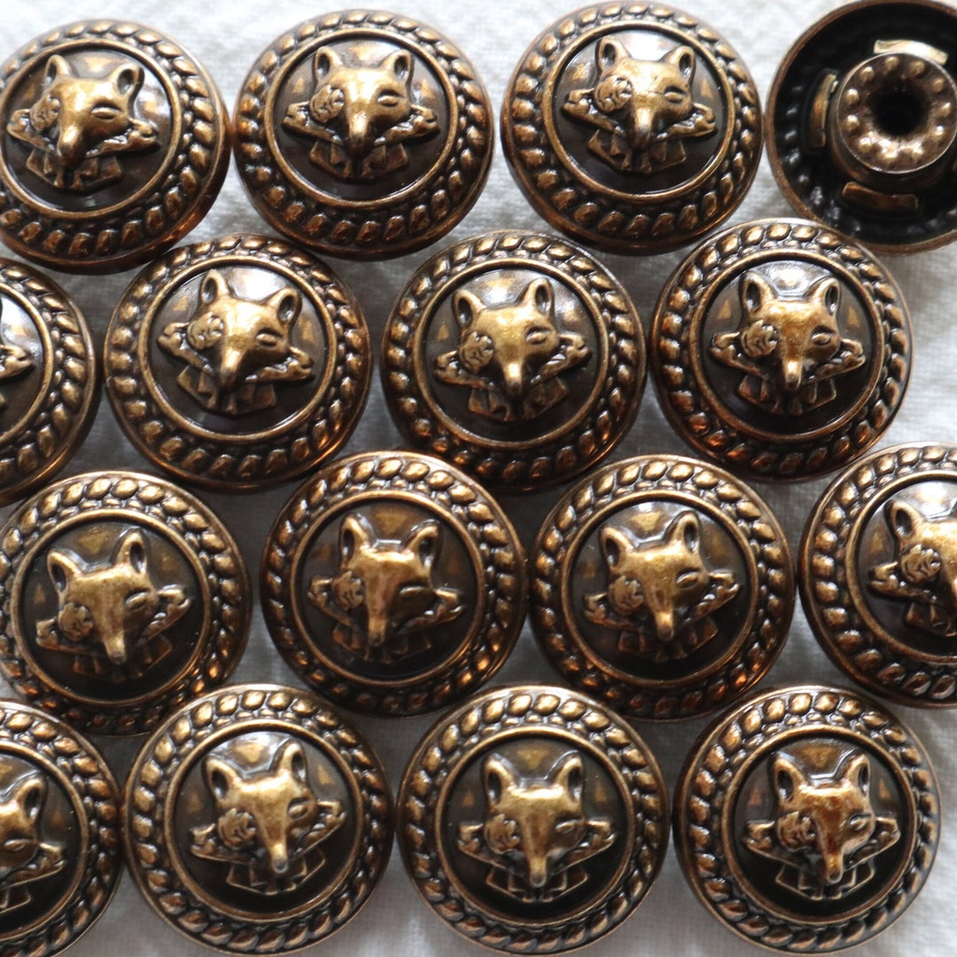18mm Metal Jean Buttons 10 Sets, Bronze Fox Button, Animal Buttons, No ...