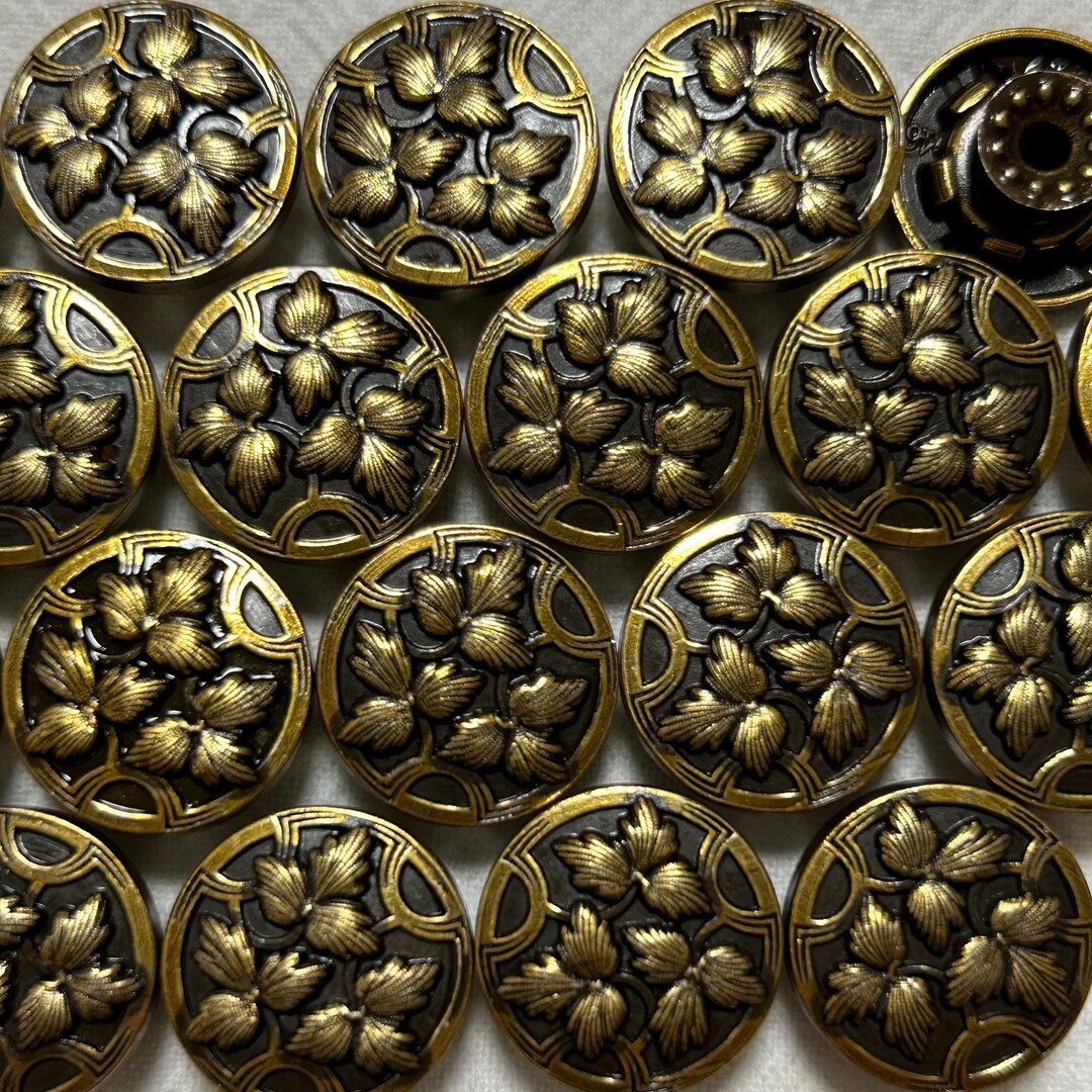 17mm Metal Jean Buttons (10 Sets), Bronze Plant, Leaf Jean Tacks, No ...