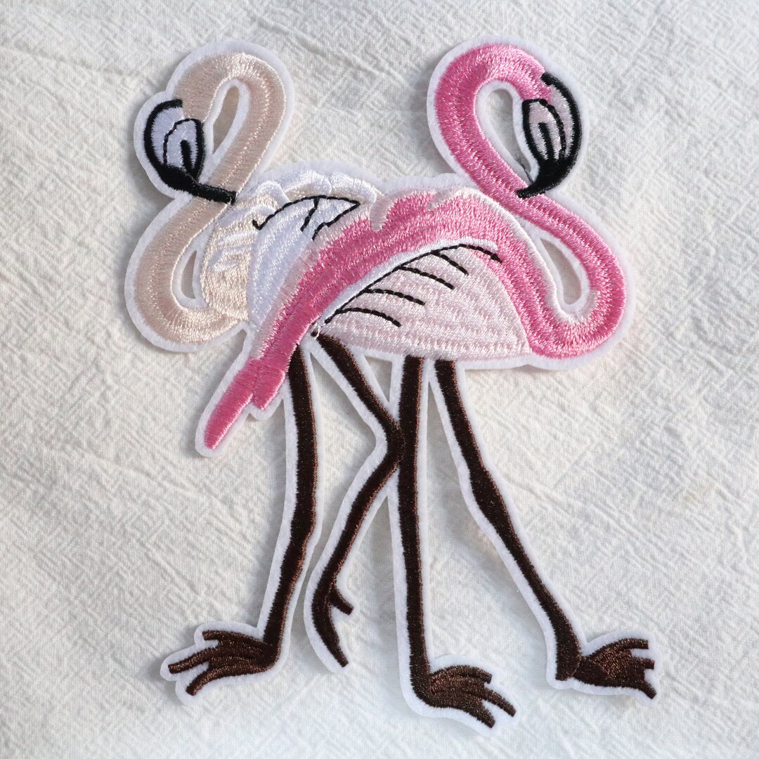 Flamingo Patch, Red Crane Patch, Embroidered, Iron on Patch, Applique ...