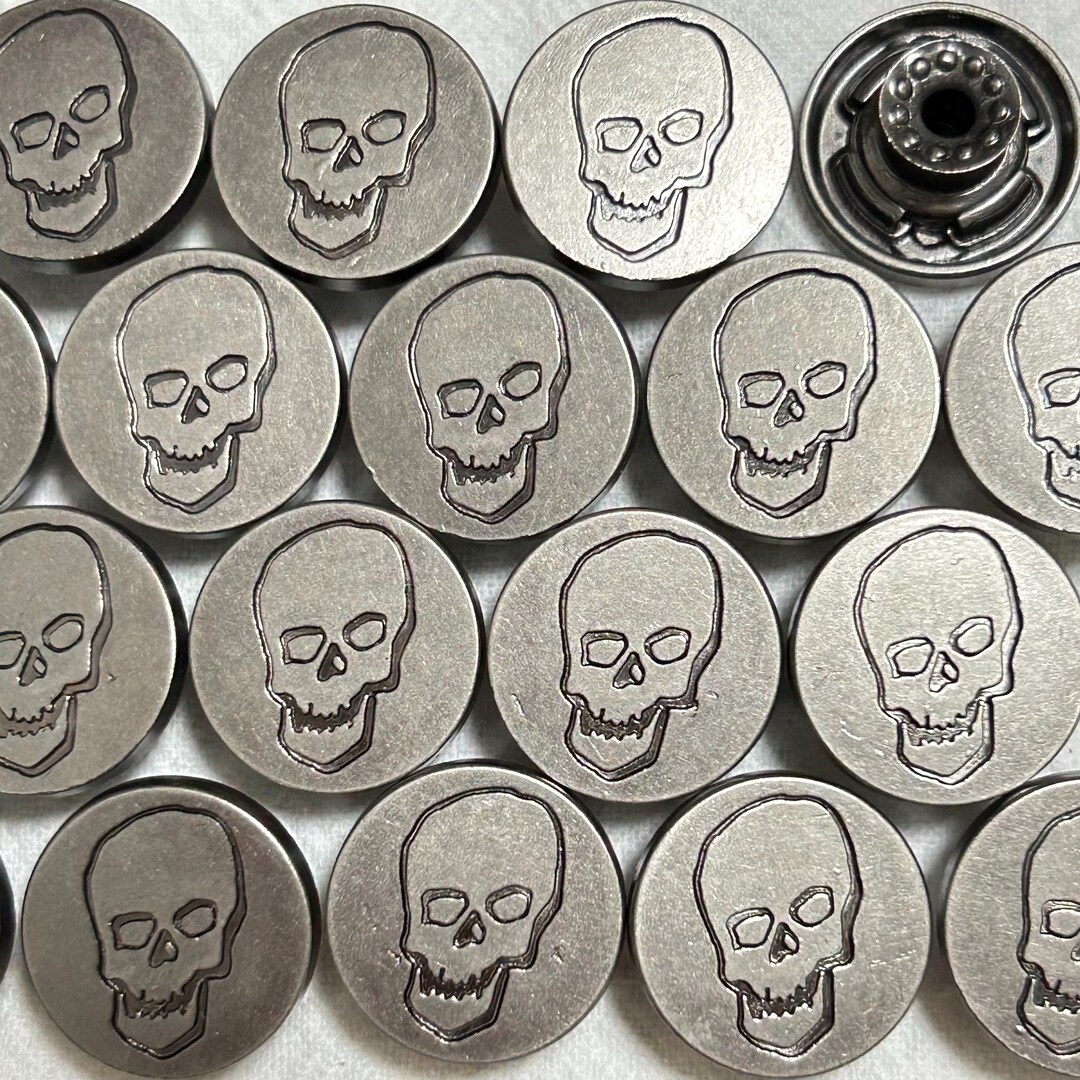 17mm Metal Jean Buttons (10 Sets), No Sew, Skull Bone Buttons, Jean ...
