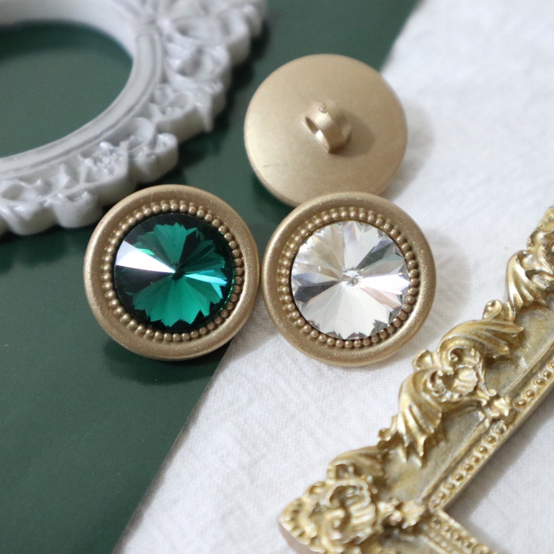 10 Buttons, 21mm Plastic Shank Buttons, Gold Shank Buttons, Transparent ...