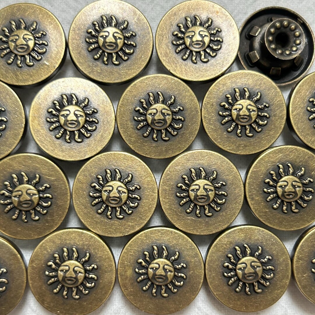 17mm Metal Jean Buttons (10 Sets), Bronze Sun Jean Tacks, No Sew, Rivet ...