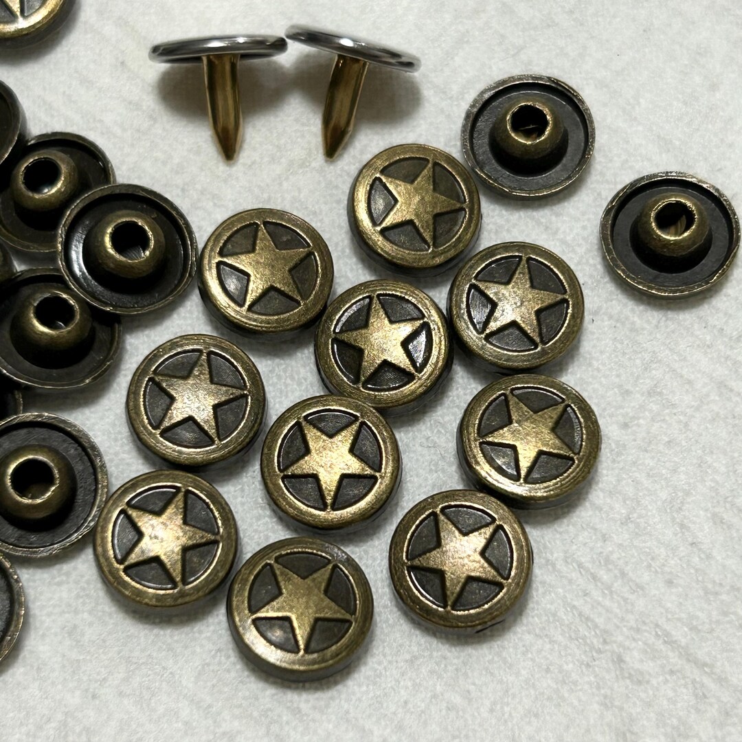 9mm Bronze Star Rivets (10 / 30 Sets), Decorative Rivet Buttons ...