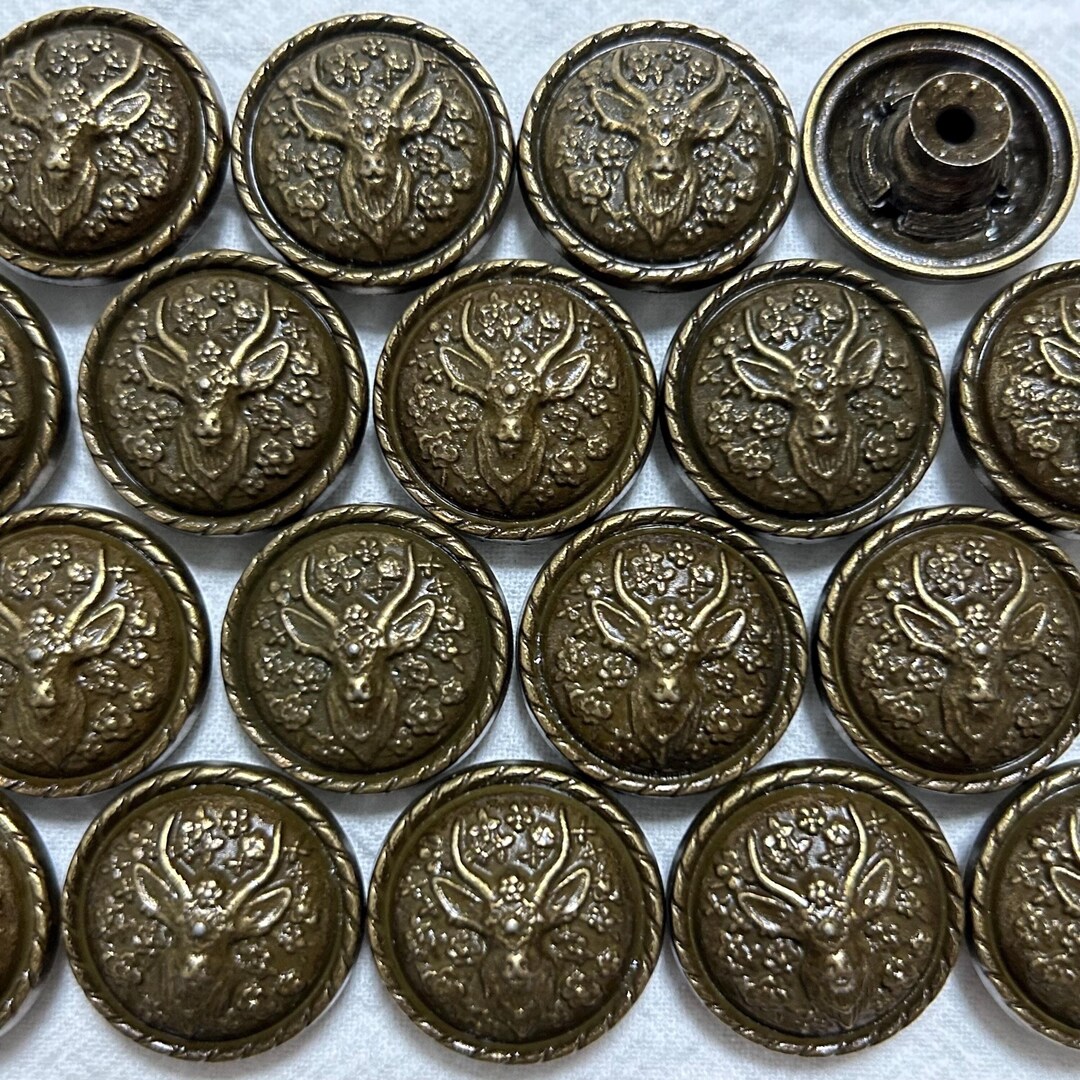 22mm Metal Jean Buttons (10 Sets), Bronze Deer Button, Animal Button ...