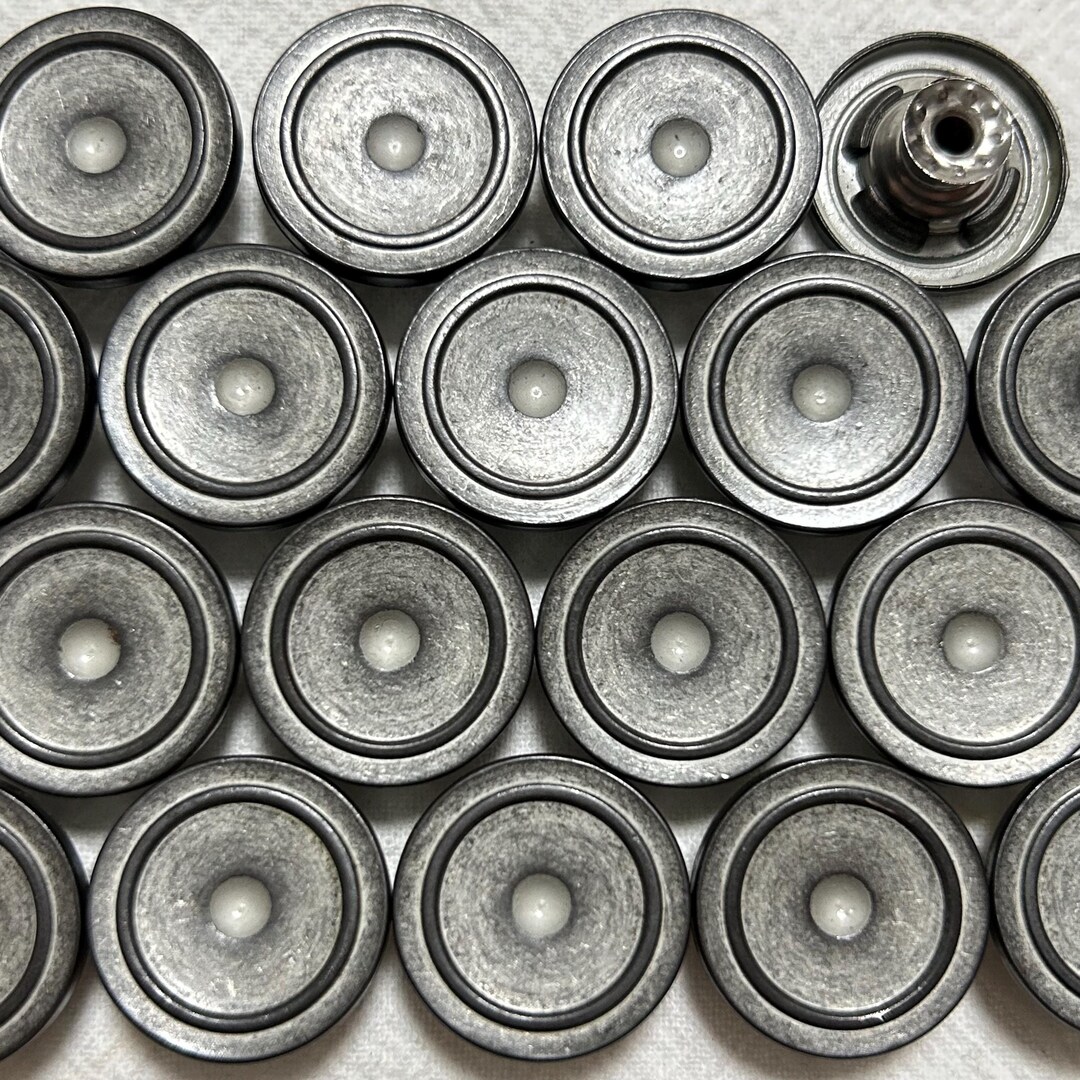 20mm Metal Jean Buttons (10 Sets), Grey Jean Tacks, No Sew, Rivet ...