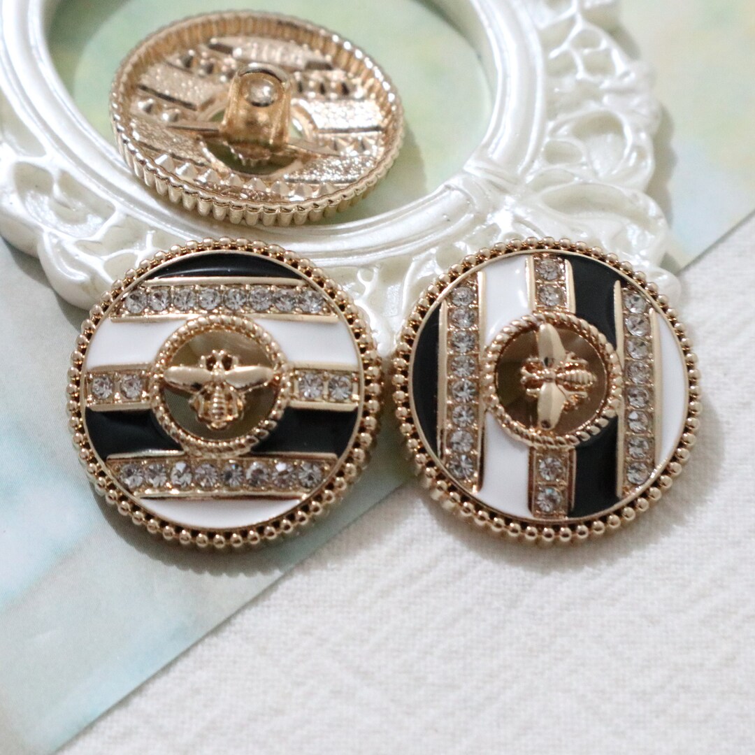 23mm Metal Shank Buttons, Black and White Vintage Style Buttons ...