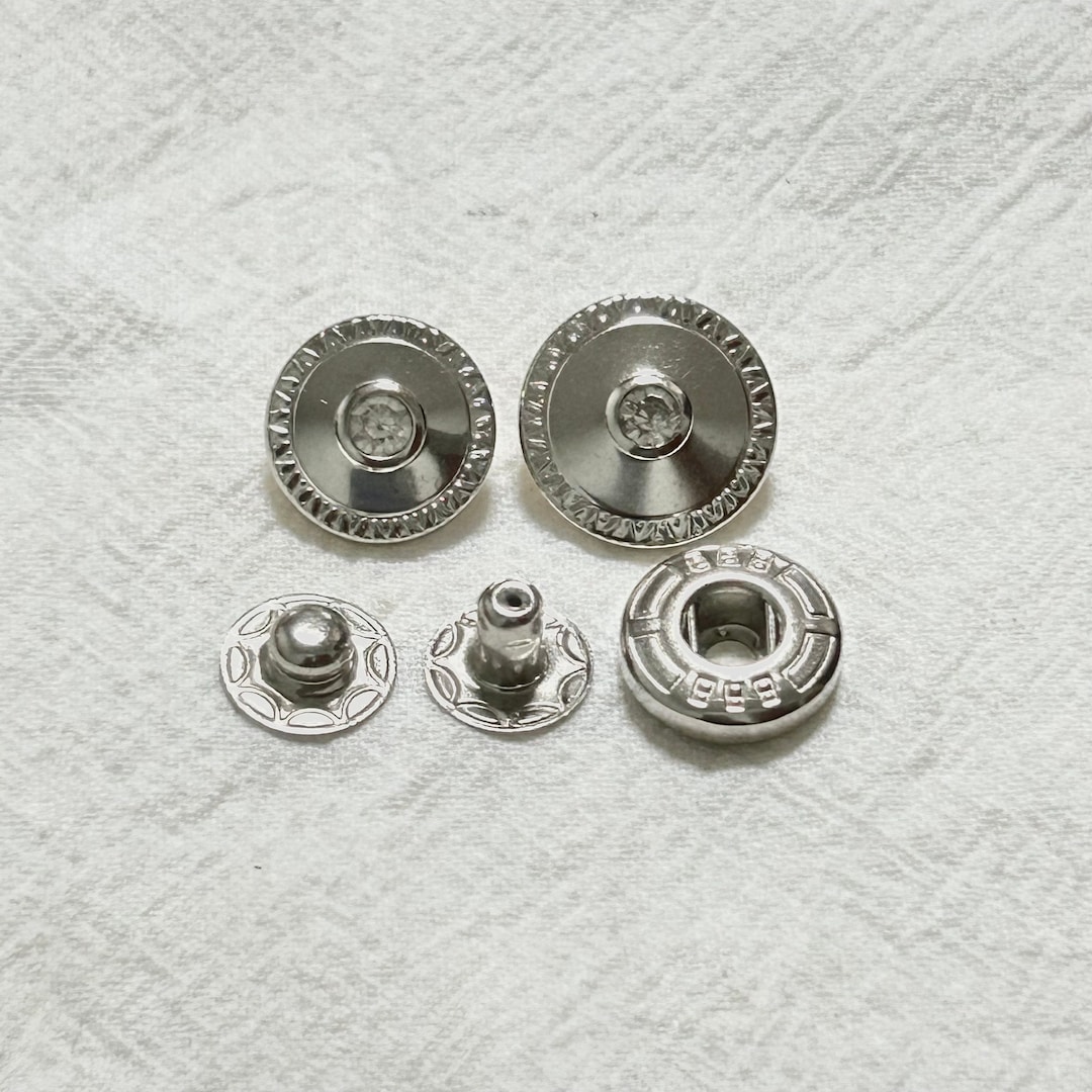 15mm 17mm Snap Buttons, Rhinestone Silver Snap Buttons, Press Studs ...