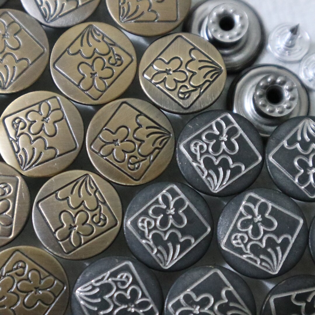 17mm Metal Jean Buttons (10 Sets), No Sew, Jean Tacks, Black and Bronze ...