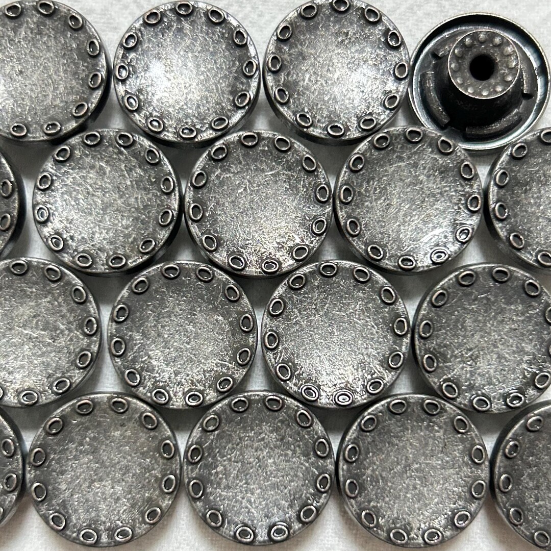 17mm Metal Jean Buttons (10 Sets), Grey Jean Tacks, No Sew, Rivet Buttons, Jacket, Coat ...