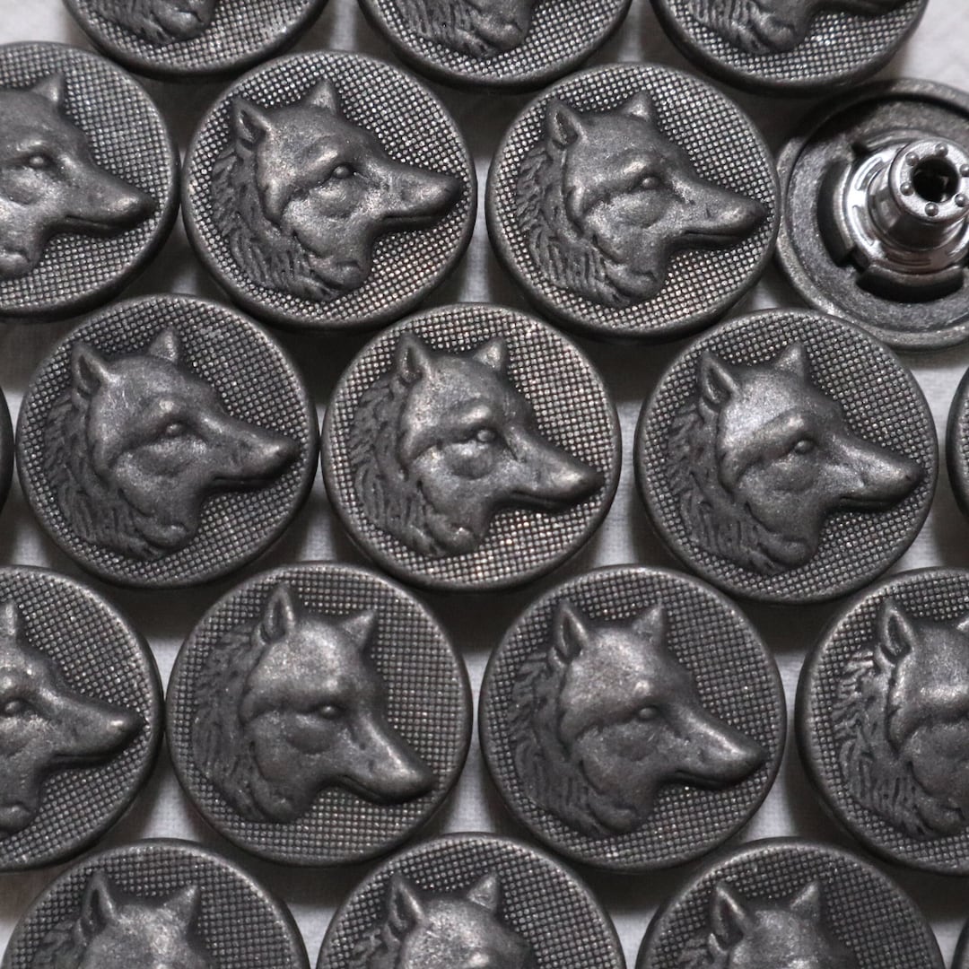 23mm Metal Jean Buttons (10 Sets), Fox and Wolf Button, No Sew, Jean ...