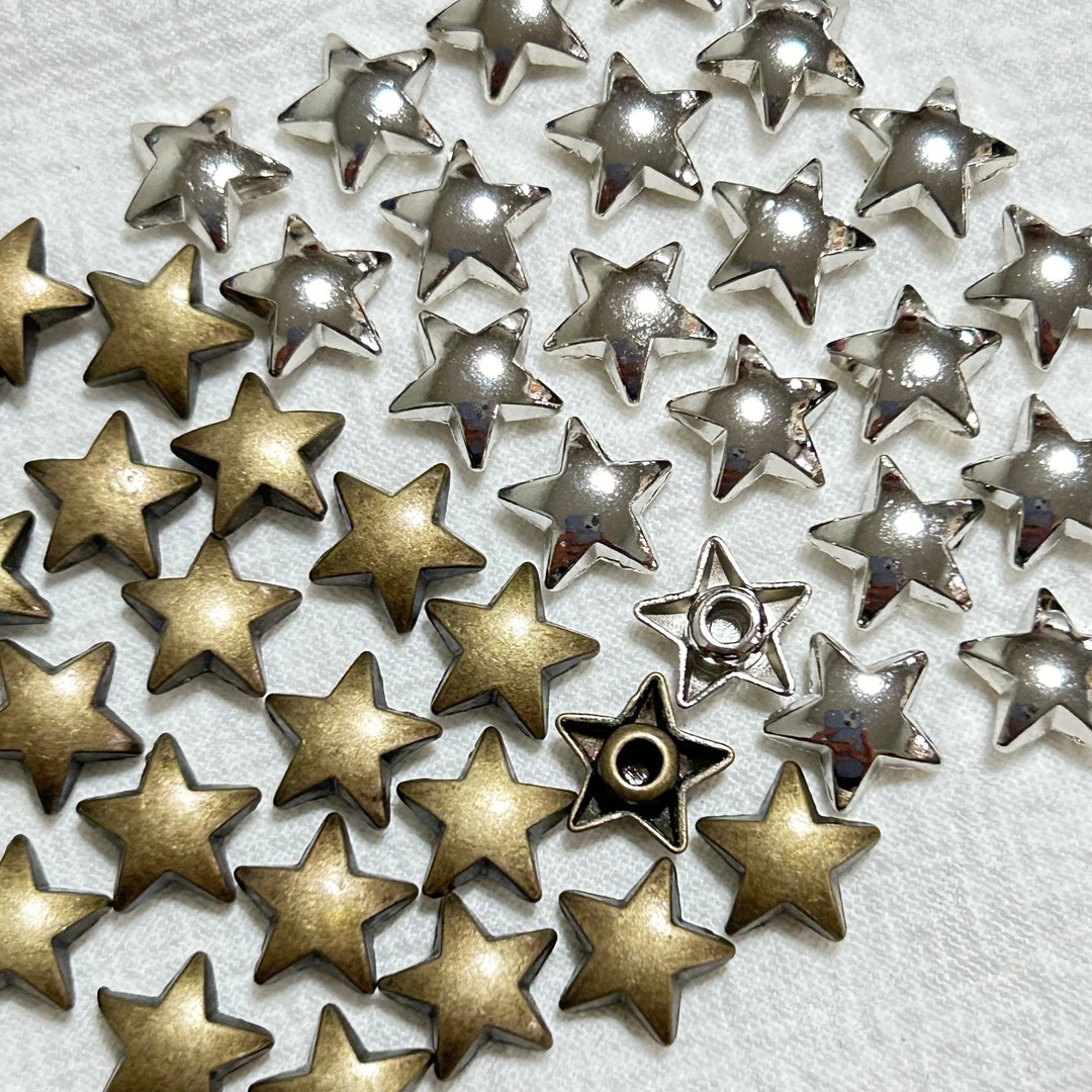11mm Star Shaped Rivets, Decorative Rivet Buttons, Silver and Bronze ...