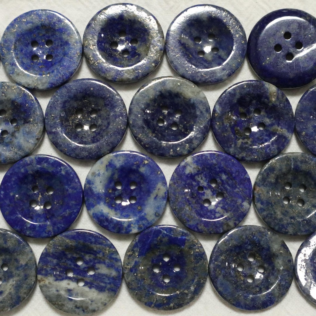 20mm Natural Gemstone Buttons, Four-hole Buttons, Lapis Lazuli Button ...