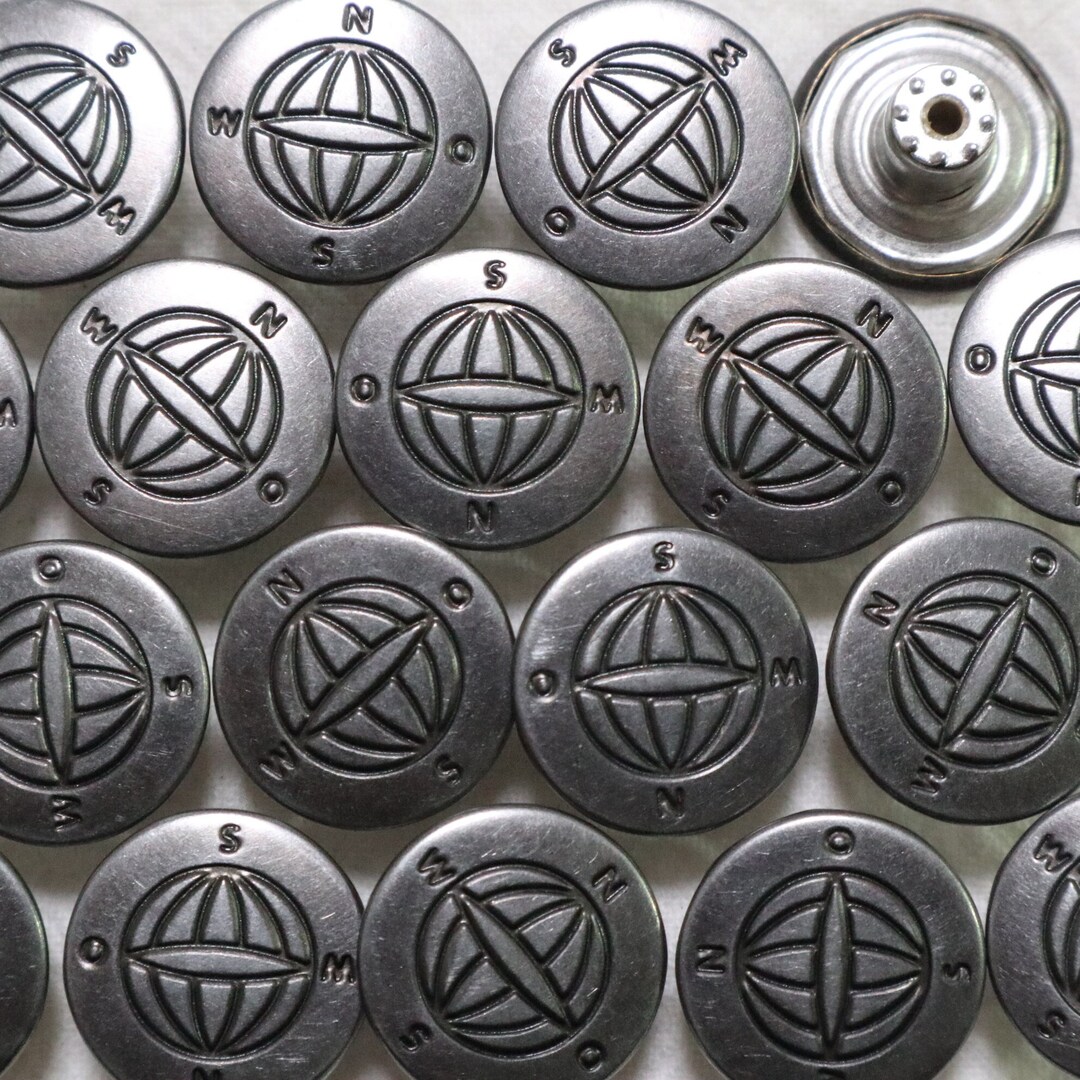 17mm Metal Jean Buttons (10 Sets), Silver Jean Button, No Sew, Jean ...