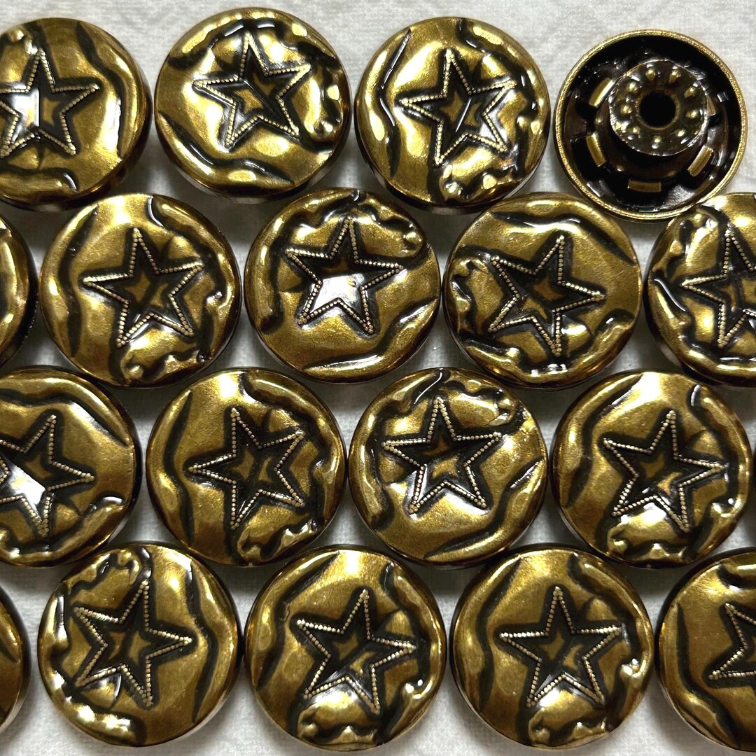 17mm Metal Jean Buttons (10 Sets), Bronze Star Jean Tacks, No Sew ...