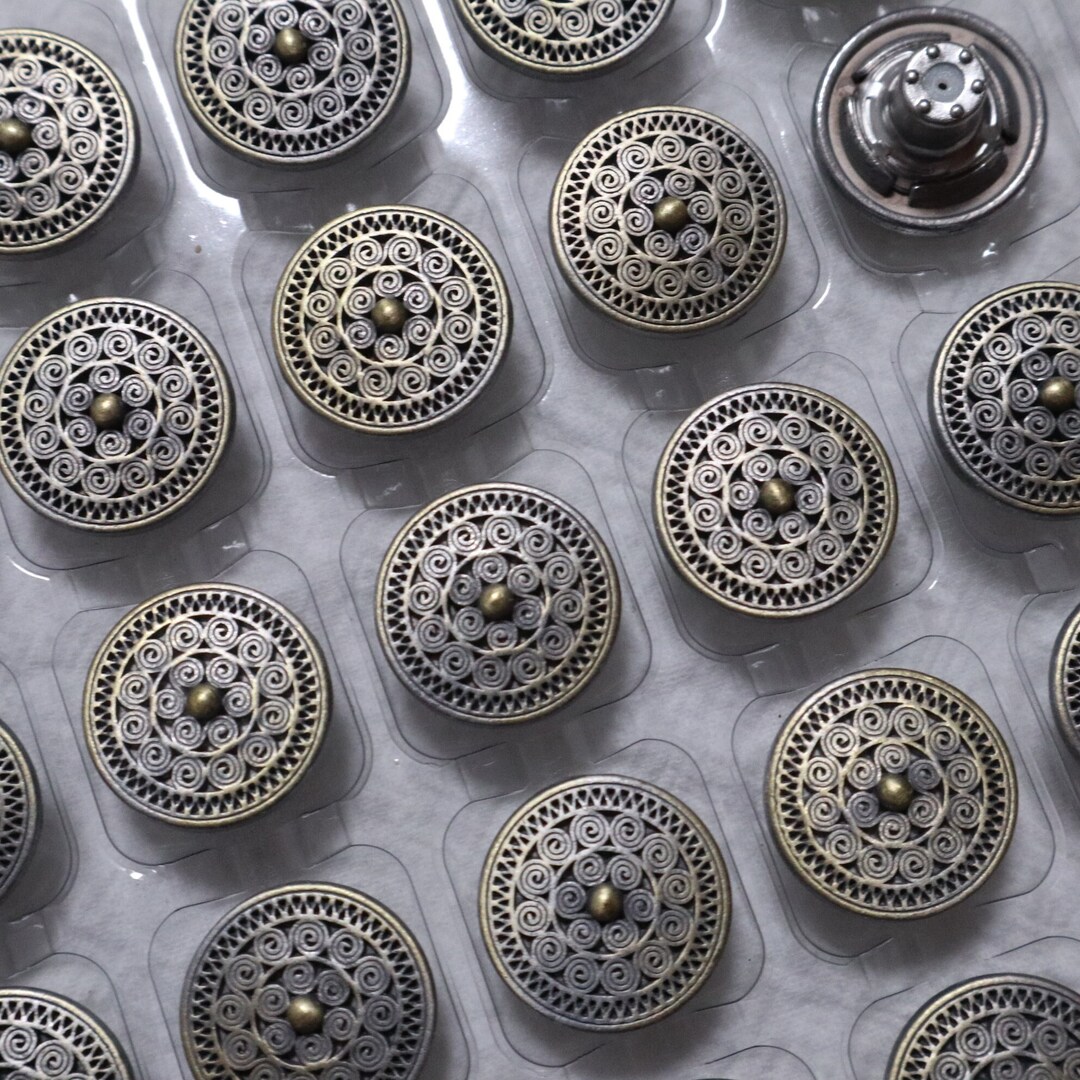 18mm Metal Jean Buttons (10 Sets), Bronze Mixed With Grey Jean Tacks ...