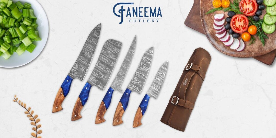 Sapphire | 5-piece Kitchen Knife Set | Faneema Cutlery - Etsy