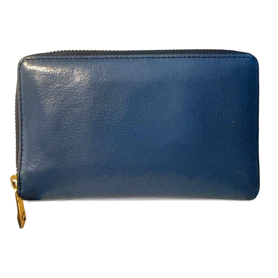 Fossil Blue Leather Zip Wallet - Etsy