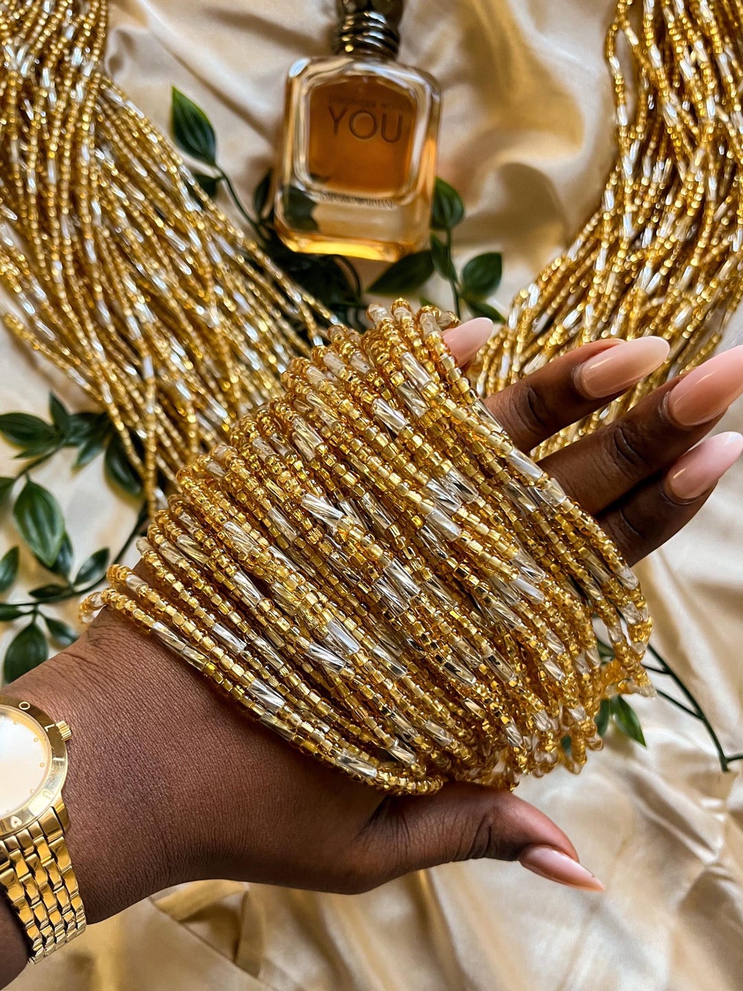 Gold Treasure African Waist Beads: Ghanaian Tie-on Body Jewelry - Etsy