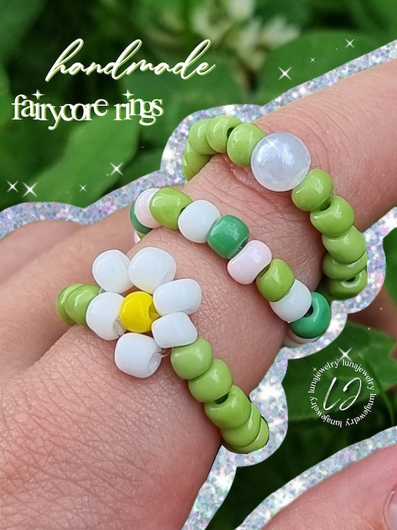 Fairycore Beaded Rings Fairycore Rings Y2k Rings Fairy - Etsy