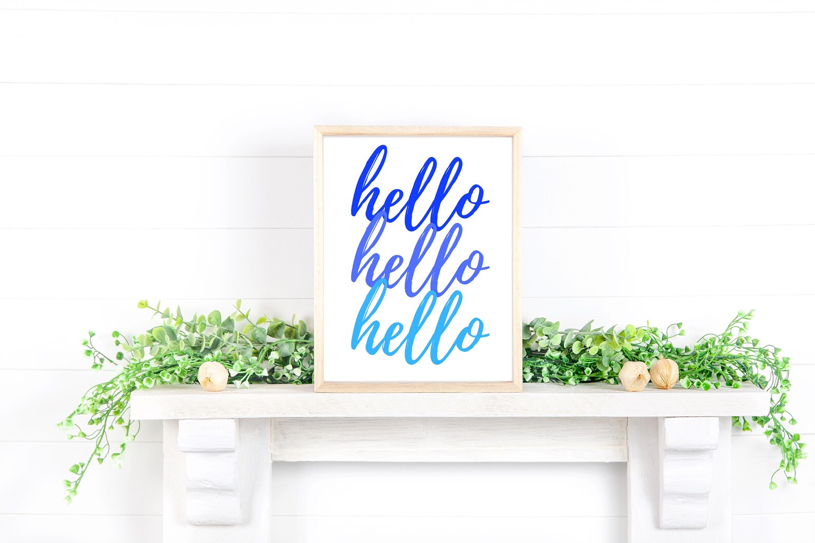 Blue Hello Wall Decor Nursery Decor Digital Download Wall Art 5x7 8x10 ...