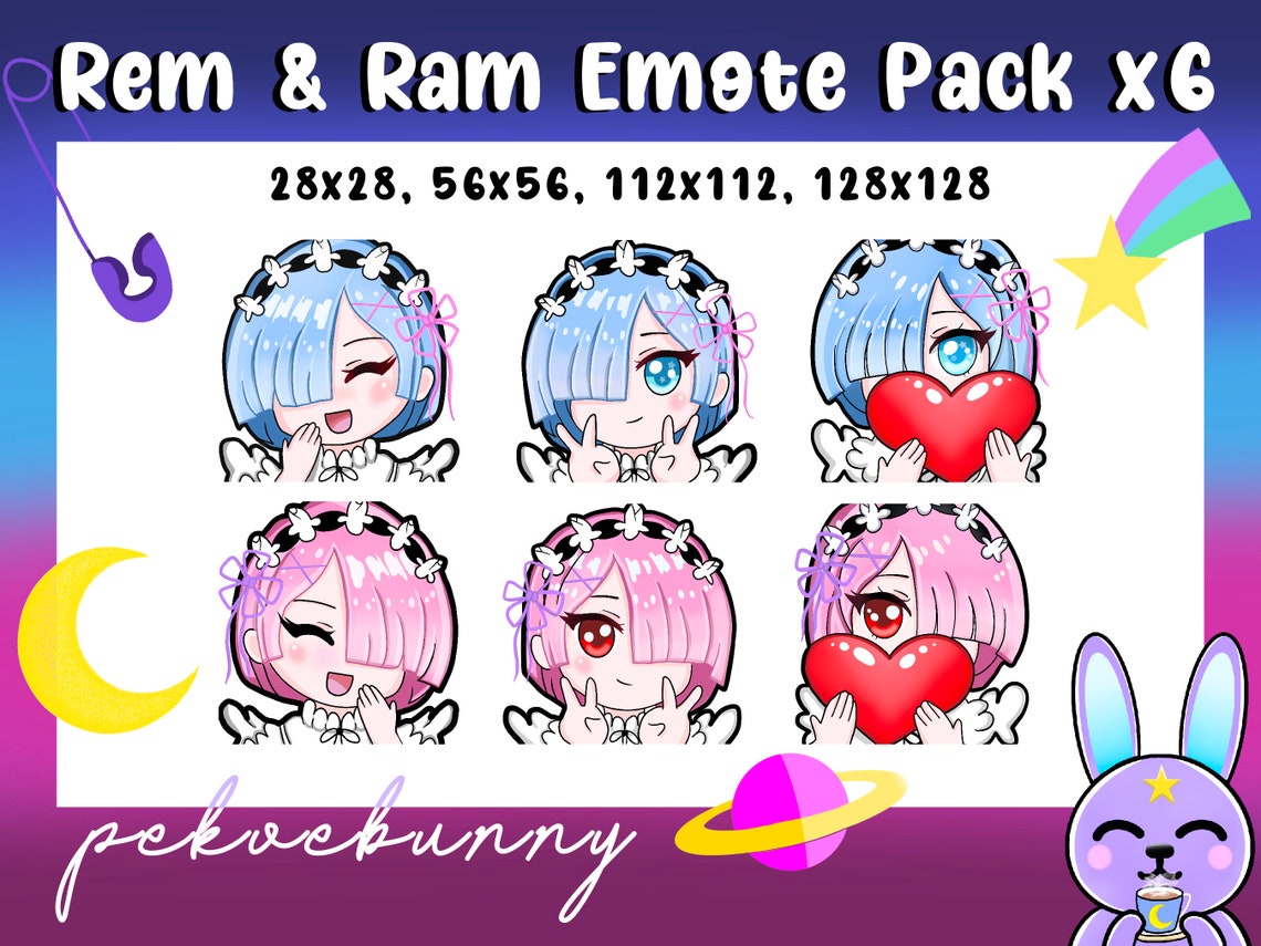 Rem and Ram Discord/ Twitch Emotes Re: Zero | Etsy