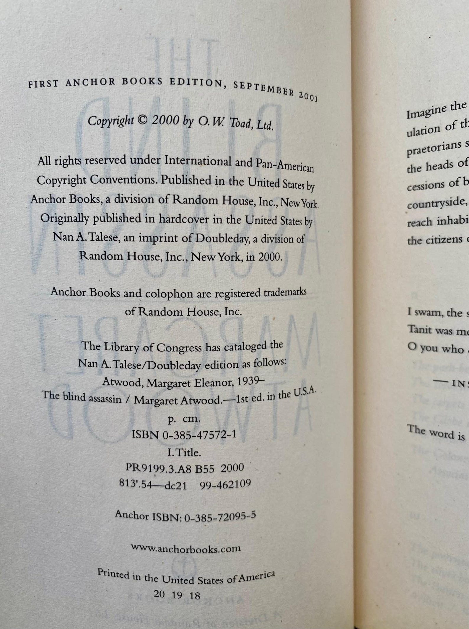 The Blind Assassin by Margaret Atwood - Etsy