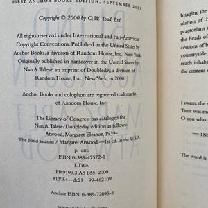 The Blind Assassin by Margaret Atwood - Etsy