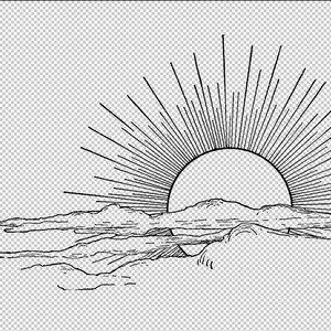 Sun and Clouds Clipart Digital Image, Printable Vintage Weather Drawing ...