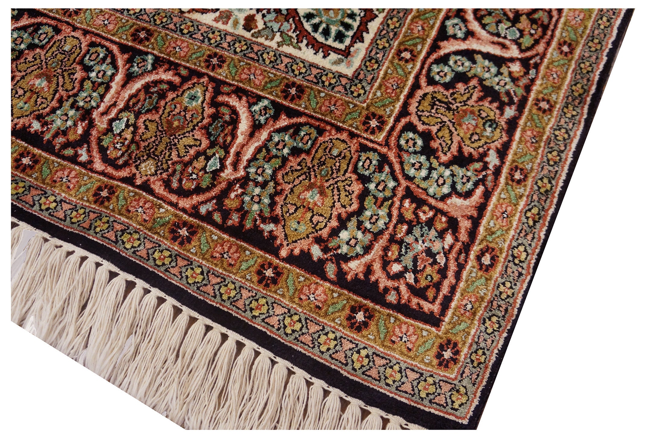 Vintage Rare Fine Silk Rug Handmade Tree of Life Quality 4x7 Red Rug ...