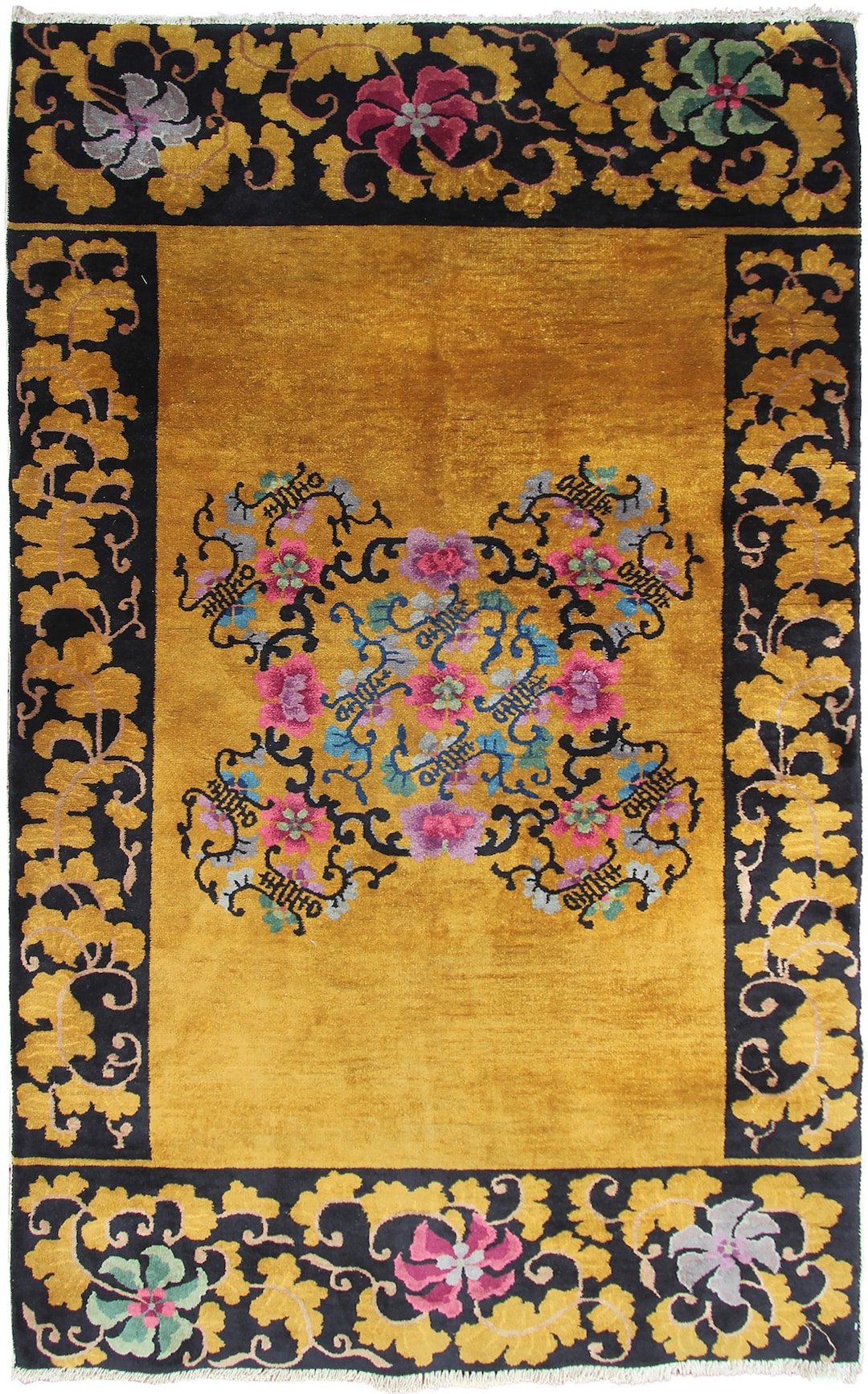Gold Antique Art Deco Rug Handmade Antique Chinese Rug Walter Nichols ...