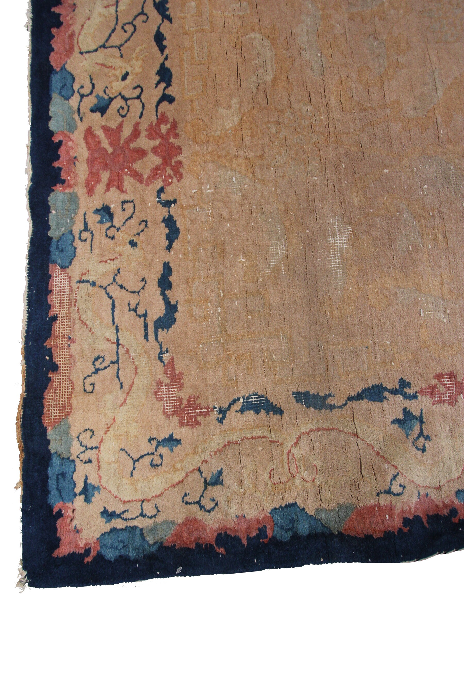 Rare Antique Art Deco Chinese Rug Handmade Abstract 4x7 Beige Rug 132cm ...