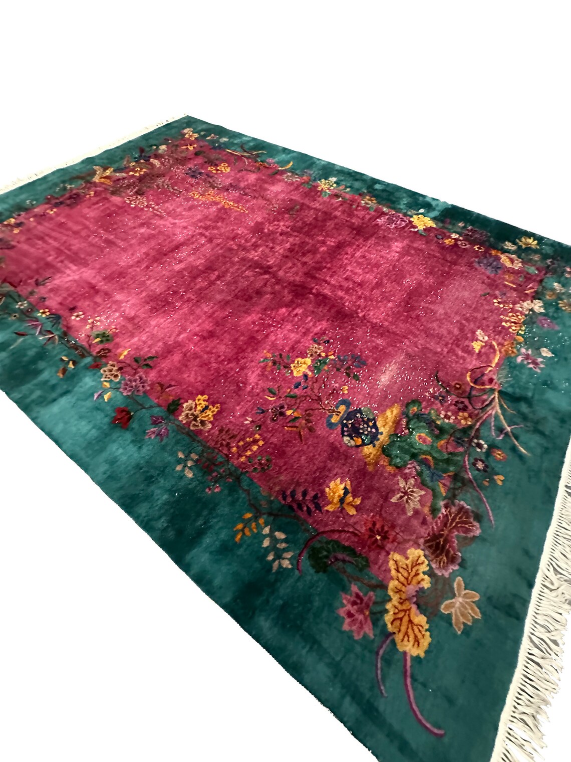 Antique Art Deco Chinese Rug Walter Nichols Handmade 9x12 Purple Rug ...