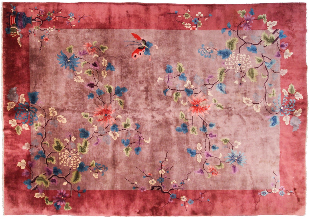 9x12 Antique Art Deco Rug Tree of Life Chinese Rug 9x12 Chinese Walter ...