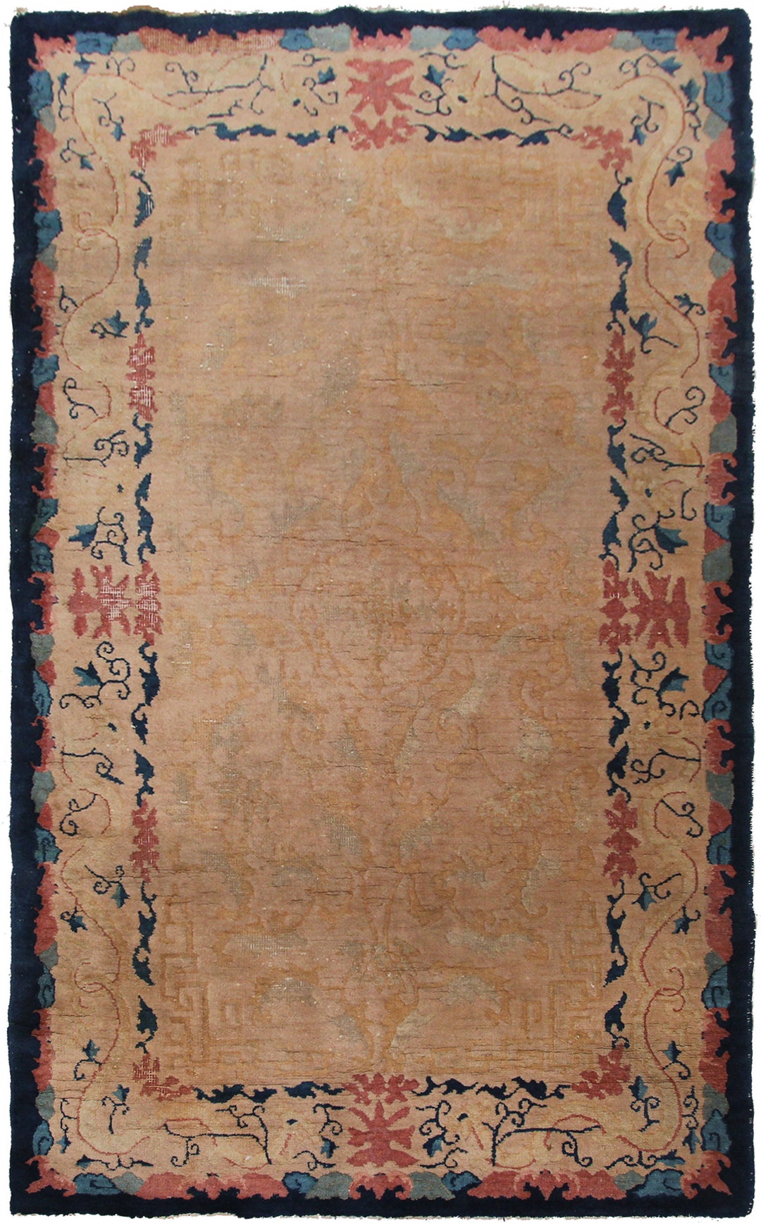 Rare Antique Art Deco Chinese Rug Handmade Abstract 4x7 Beige Rug 132cm ...
