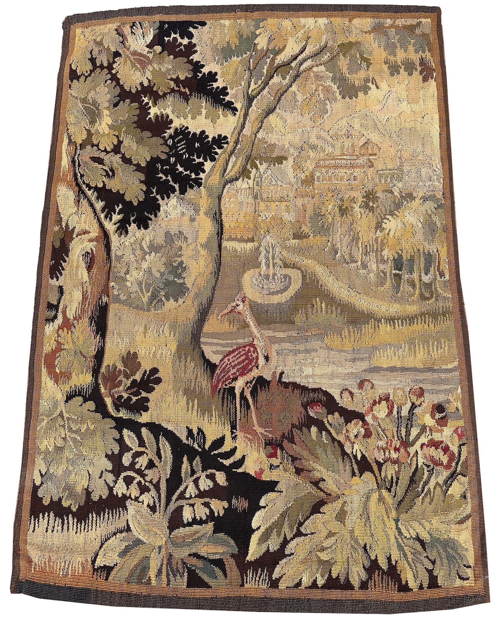 Antique Flemish Tapestry Verdure Bird Wool & Silk 115cmx168cm Green 4x6 ...