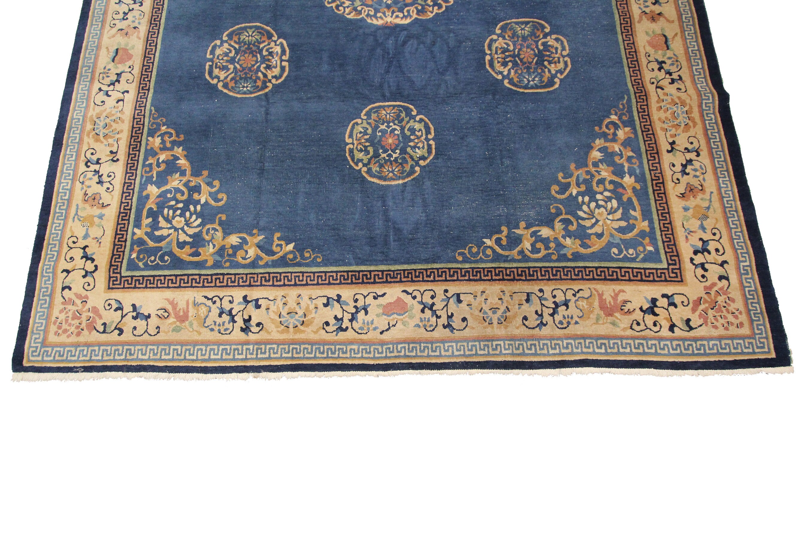 Antique Peking Chinese Art Deco Rug Handmade 9X12 Blue Rug 274cm X ...