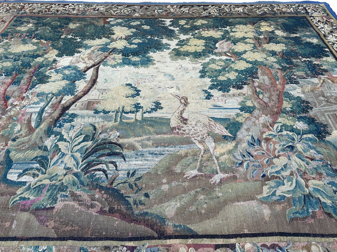 Early 18th Century Flemish Antique Tapestry Verdure Wool & Silk Rug ...